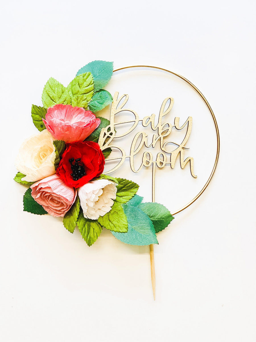 Baby In Bloom Shower - Kate Spade Inspired Cake Topper - Floral Hoop T ...